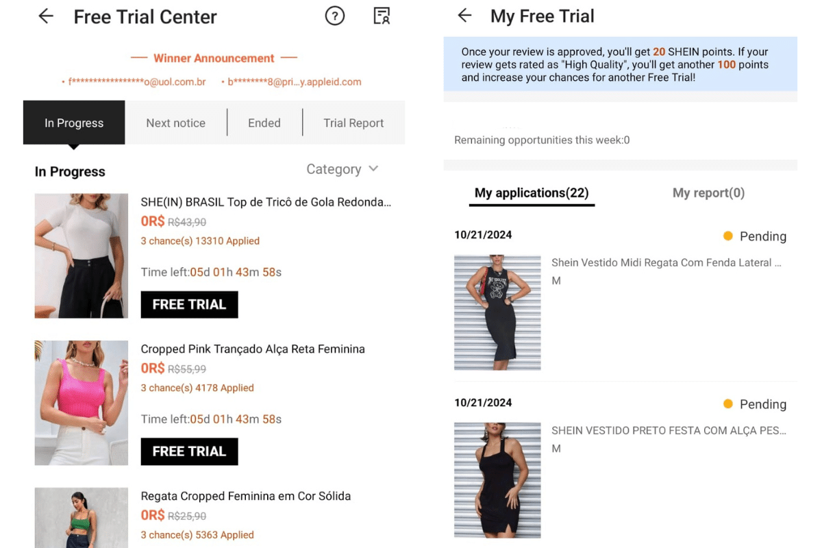 Free stuff from Shein: How the Free Trial Center works